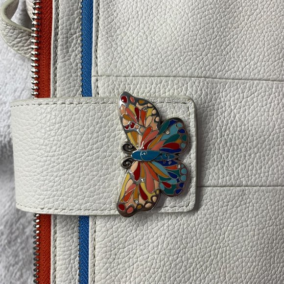 Brighton | Bags | Brighton Messenger Bag White Multi With Butterfly ...